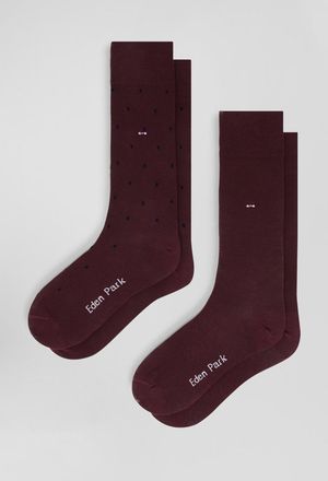 Eden Park Lot De 2 Paires De Chaussettes Unies Bordeaux En Coton Stretch