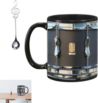 Generic Schwarze Vintage-Trommeltasse, lustige süße Geschenke zum Trommeln, 2025 Kreativität, Kaffeetasse in Trommelform, neue Schlagzeug-Kaffeetasse für Herr
