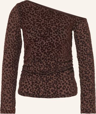 AllSaints Allsaints One-Shoulder-Bluse Mimi Aus Mesh braun