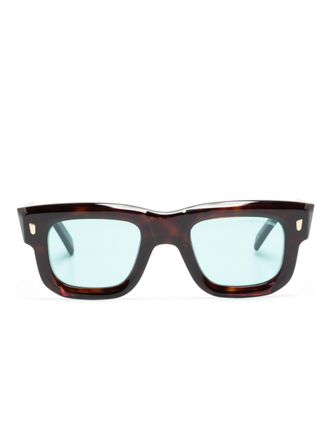 Cutler and Gross lunettes de soleil carr&eacute;es &agrave; effet &eacute;caille de tortue - Marron