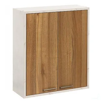 PEGANE Meuble haut de Cuisine avec 2 Portes + 1 &eacute;tag&egrave;re amovible, coloris marron/blanc - Longueur 52 x Profondeur 20 x Hauteur 59 cm