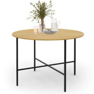 IDMarket Table à manger fixe ronde DETROIT 4-6 personnes design industriel 110 cm