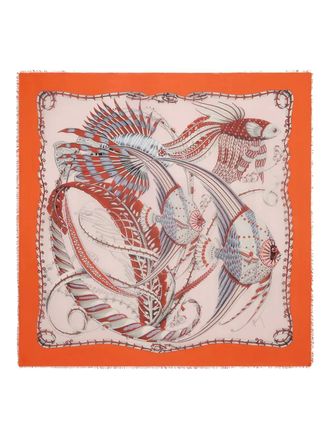 Ferragamo foulard en soie SUMMER2 à imprimé poisson - Tons neutres