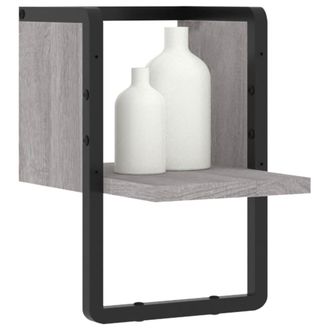 Generic Schweberegal Regal mit Stange, Wandregal, H&auml;ngeregal mit viel Stauraum, Wandboard, B&uuml;cherregal f&uuml;r Wohnzimmer/Badezimmer(Grau Sonoma 30x25x30 cm) (20 