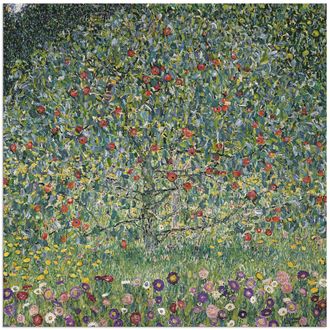 Artland ARTland Wanddeko Wandbild Alu Verbundplatte für Innen & Outdoor Bild 70x70 cm Natur Pflanzen Baum Blumen Apfelbaum 1912 Jugendstil Gustav Klimt T8AV
