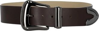 D.exterior Ceinture en cuir &agrave; boucle carr&eacute;e - Femme - Accessoires - Brun - Taille: S