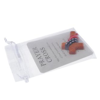 Artibetter Kleiner Taschenkreuz aus Eichenholz mit US Flagge Christliches Gebetskreuz Satz mit Beutel und Segenskarte Handliches Andenken f&uuml;r Taufe Erstkommunion