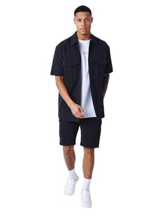 Project X Paris Chemise Manches Courtes uni textur&eacute; Noir XL