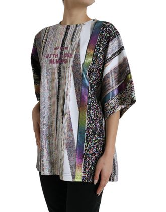Dolce & Gabbana Womens Multicolor With Love Always Print T-Shirt Cotton Polyester