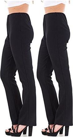Missy Femme Extensible Pantalon Paquet DE 2 Bootleg Extensible CÔTELÉ Pantalon Noir Taille 36-54 EU - Noir Long (81.3cm), EU 38, Noir Long (81.3cm), 38