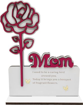 Generic Rose aus Naturholz - Dekoschild Blumen aus Holz - Dekoration für Büro, Haus, Rosen, für Damen, Familie, Hochzeit, Wohnzimmer und Schlafzimmer