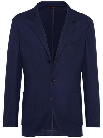 Brunello Cucinelli blazer en cachemire à simple boutonnage - Bleu