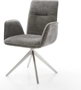 DELIFE Drehstuhl Vinja-Flex Boucl&eacute; Soft Schlamm Kreuzgestell breit Edelstahl 360&deg; drehbar Wippfunktion, Esszimmerst&uuml;hle