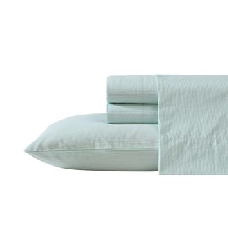 Nautica Bettw&auml;sche-Set f&uuml;r Doppelbett, Baumwoll-Perkal-Bettw&auml;sche-Set, frisch und k&uuml;hl, leicht und atmungsaktiv (Penny-Nadelstreifen-Wei&szlig;, Doppel)