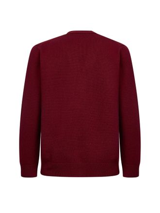 Gucci Mens Burgundy Wool And Cashmere Embroidered Cardigan Cardigans Sweater