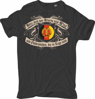 Spass Kostet Herren M&auml;nner T-Shirt H&uuml;te Dich vor Sturm und Wind und Ostdeutschen DDR NVA