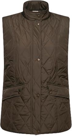Ulla Popken Femme Grandes tailles Gilet matelass&eacute; d&eacute;perlant, doublure faisans olive fonc&eacute; 50+ 821171119-50+