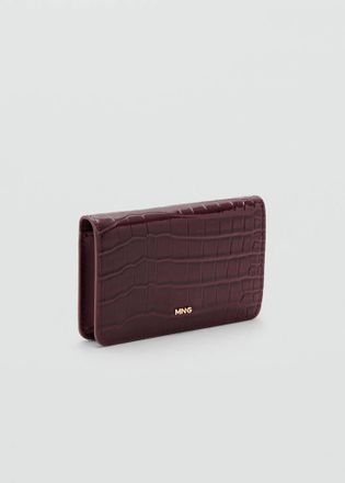 Mango Petit portefeuille effet croco brillant bordeaux - Femme - Taille unique - MANGO