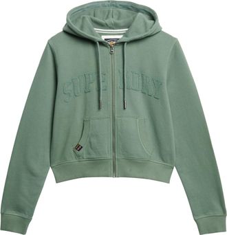 Superdry Damen Kurzes Athletic Essentials Hoodie mit Reißverschluss Lorbeer Kaki 40