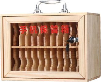 Generic Handy-Aufbewahrungsbox aus Holz, Handygarage, mit Sicherheitsschloss und Griff, Schule, Fabrik, Unternehmen(Medium)