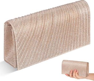 Beaupretty Pochette de Soir&eacute;e Femme avec Cha&icirc;ne Sac &agrave; Main &agrave; Paillettes pour Mariage et Bal Pochette Pliss&eacute;e Scintillante pour &Eacute;v&eacute;nement Formel