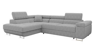 Mirjan24 Ecksofa Torezio Cord mit Bettkasten, Einstellbare Kopfst&uuml;tzen, Sofa mit Schlaffunktion, Eckcouch f&uuml;r Wohnzimmer, L-Form Couch mit Bettfunktion (Poso 1