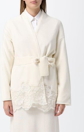 Fabiana Filippi Wickel-Cardigan aus Wolle und Seide mit Spitzeneins&auml;tzen