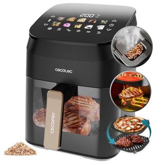 Cecotec Heißluftfritteuse ohne Öl - 4,5L - Grill - Doppelwiderstand - Integrierter Smoker - Air Fryer Cecofry&Grill Smokin 4500. 1900W, Temperaturregelung 40-