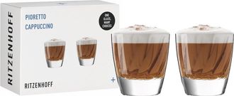 Ritzenhoff 3992003 Cappuccino Glas - 200 ml - 2er Set - Pioretto, mit feiner-Struktur, f&uuml;r Kaffee, Kakao, Milch - Made in Germany