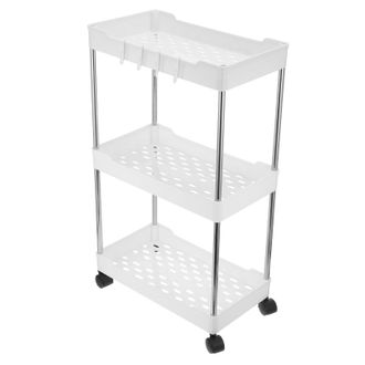 Happyyami WATIIFUFU 3 St&ouml;ckiger Aufbewahrungswagen mit R&auml;dern Breites Multifunktionales Regal aus Wei&szlig;em Kunststoff Kompakter K&uuml;chen und Badezimmer Trolley f&uuml;r 