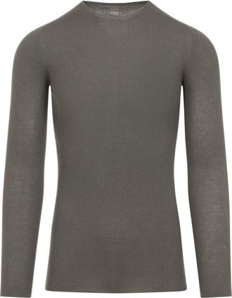 Rick Owens Gerippter Rundhalsausschnitt Pullover - - Knitwear - Herren - Grau - L
