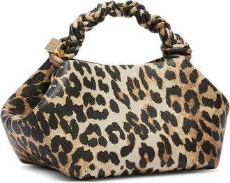 Ganni Leopard-Print Top Handle Bag - Brown