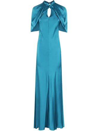 Alberta Ferretti robe en satin à coupe longue - Bleu