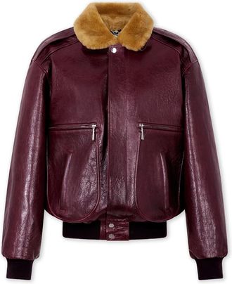Paco Rabanne Texturierte Leder Bomberjacke - - Jackets - Damen - Lila - XS