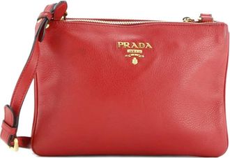 Prada Double Zip Vitello Daino Small crossbody bag - Rot