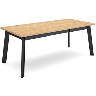 Skraut Home Skraut Home - Table &agrave; manger, Meuble Salle &agrave; Manger, 200, Pour 10 personnes, Pieds en bois, Style moderne, Ch&ecirc;ne et noir