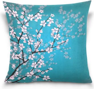 HMZXZ Kissenbezug 40x40cm japanisch Kirschblüte Dekorative quadratische Kissenbezüge Kissenhüller für Couch Sofa Schlafzimmer Wohnzimmer