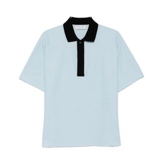 Lanvin Piqu&eacute;-Polohemd mit Kontrastkragen - - Tops - Herren - Blau - S