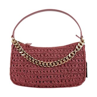 Twinset Liliana Schultertasche aus Stroh und Leder - - Bags - Damen - Braun - ONE SIZE