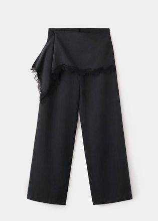 Mango Pantalon lyocell taille haute noir - Femme - 32 - MANGO