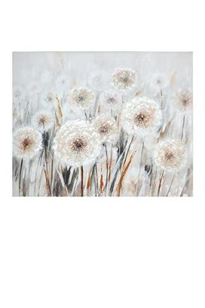 Gilde großes Bild XL auf Leinwand 100 x 80 cm - Pusteblumen Blumen creme grau