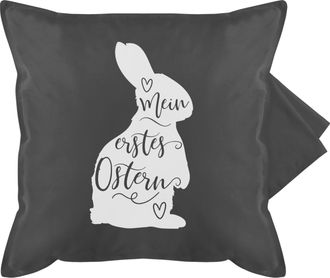 Shirtracer Kissenbezug - Osterkissen - Mein erstes Ostern Hasen Silhouette I My First Easter - 50 x 50 cm - Grau - Kissen hasenmotiv Oster 1 baumwollkissen oster