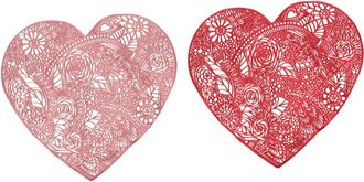 Lurrose 2 St&uuml;ck Herzf&ouml;rmige PVC Tischsets Valentinstag Abwaschbar Hitzebest&auml;ndig f&uuml;r Esstisch K&uuml;che Zuhause