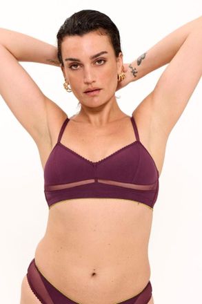Understatement Damen vegan Bh Aus Blickdichtem Netzstoff Balconette-Schnitt, Kirsche