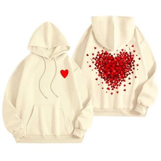 Generic Sweat &agrave; capuche &agrave; manches longues pour la Saint-Valentin 2026 pour femmes (4), beige, XXL