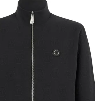 Philipp Plein Jacquard-Monogram Cotton Jacket - Black