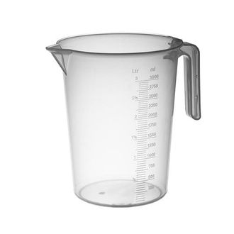 Piazza Professioneller Messbecher aus Kunststoff mit offenem Griff, Fassungsverm&ouml;gen 3 l, Krug f&uuml;r Wasser und Lebensmittelfl&uuml;ssigkeiten - Messbecher zum Wieg