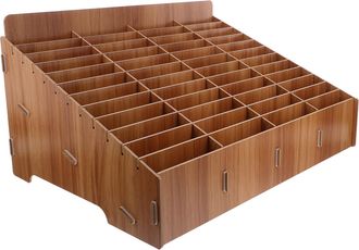 Artibetter Handy Organizer mit 48 F&auml;chern Aufbewahrungsbox f&uuml;rs Klassenzimmer und B&uuml;ro Tisch Handyhalter f&uuml;r Ger&auml;teverwaltung und Taschenrechner Braun