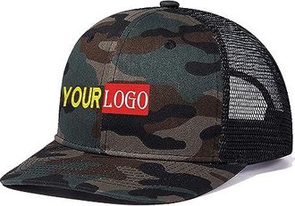 Generic Casquette de Camionneur Brodée Personnalisée 112 Pour Hommes et Femmes - Baseball en Maille Avec Texte et Logo Personnalisables - Camouflage Bleu, M-X