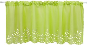 Joyswahl Küchen Scheibengardine Voile Bistrogardine mit Lasercut-Muster »Carmen« Stangendurchzug Gardine Stores HxB 60x120cm Grün 1er Pack